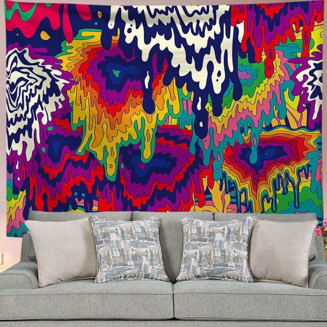 Colorful Abstract Art Tapestry Psychedelic Trippy Wall Tapestries - Etsy