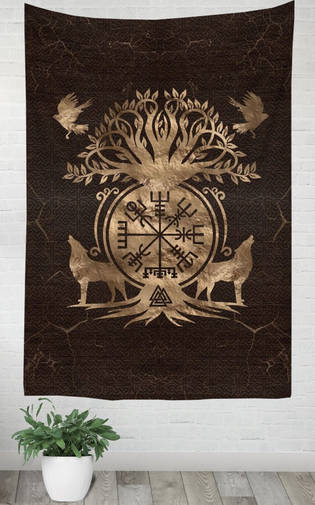 Viking Tapestry Viking Rune Tree of Life Wall Hanging Tapestries ...