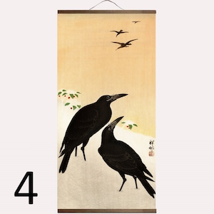 Audubon Raven and Crow Print Set, Japanese Scroll Art, Raven Prints ...