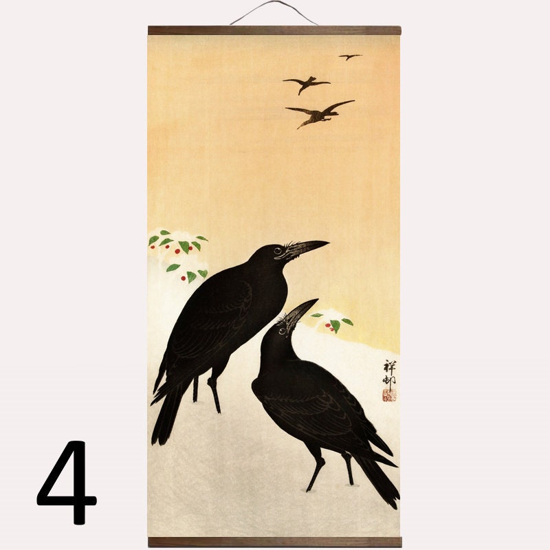 Audubon Raven and Crow Print Set, Japanese Scroll Art, Raven Prints ...