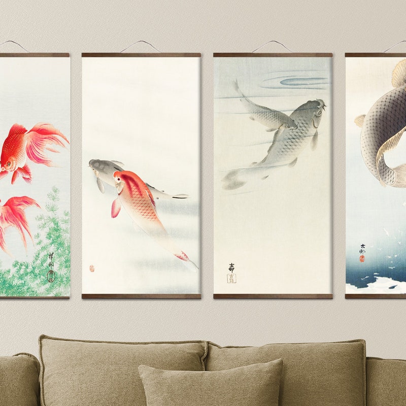 Hanging Scroll Koi Wall Art - Etsy