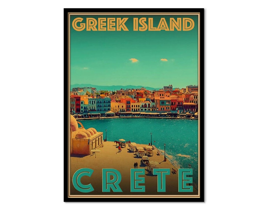 Travel Poster Crete Greece Retro Style Travel Posters Wall Decor Art ...