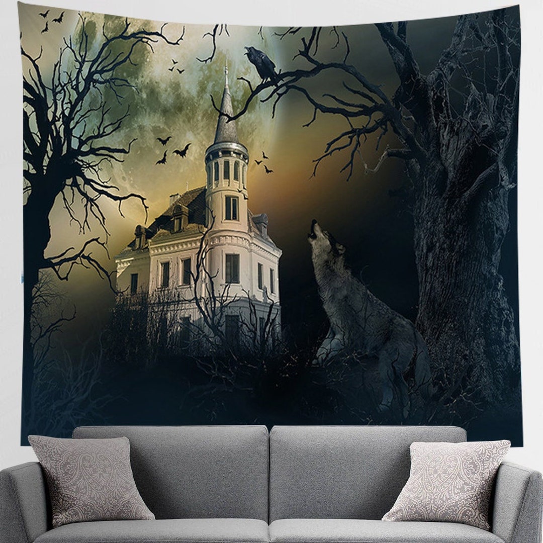 Horror Wall Tapestry Scary Tapestry Gothic Wall Decor Castle at the ...