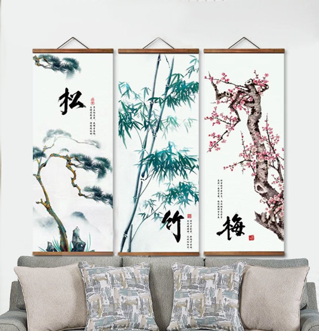 Japanese Art Wall Decor Asian Scroll Painting Plum Blossom - Etsy