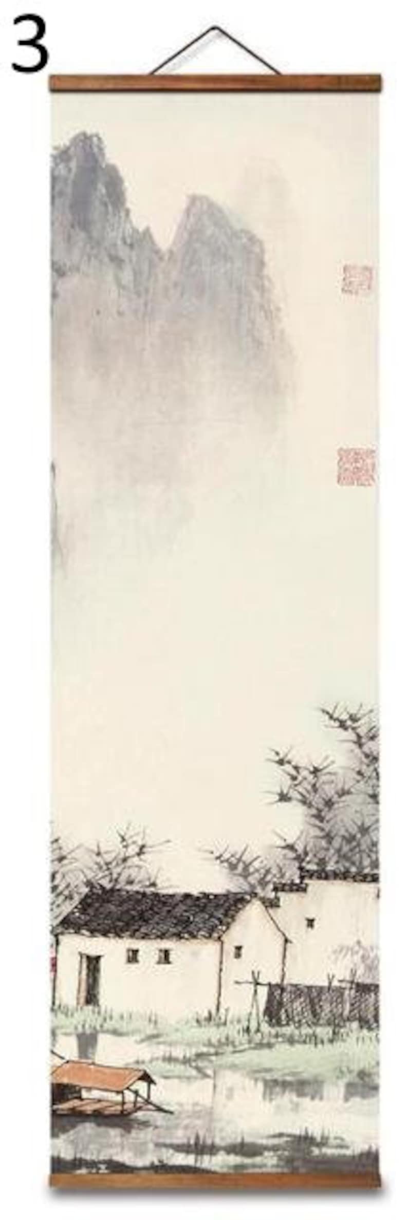 Japanese Wall Art Scroll Painting Set of 3, Kakemono Asian Scroll Art ...