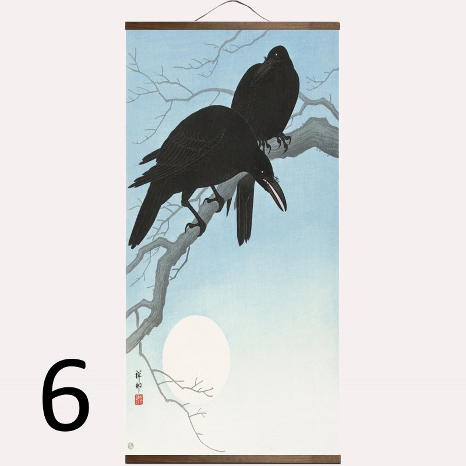 Audubon Raven and Crow Print Set, Japanese Scroll Art, Raven Prints ...