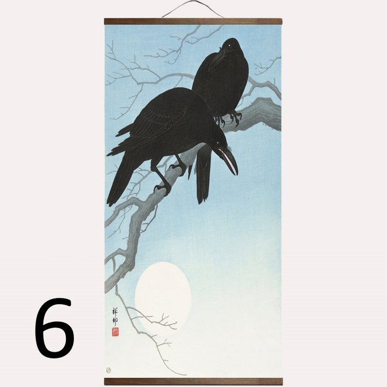 Audubon Raven and Crow Print Set, Japanese Scroll Art, Raven Prints ...