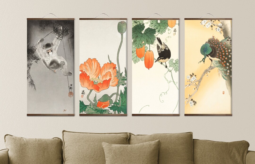 Japanese Scroll Art, Ohara Koson Paintings, Woodblock Print, Hanging ...