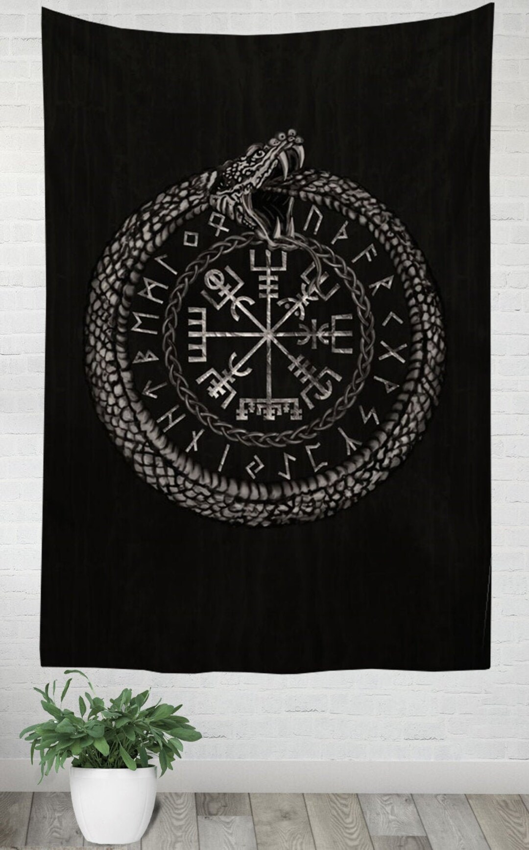 Viking Tapestry Viking Rune Ouroboros Ancient Symbol a Snake Eats ...