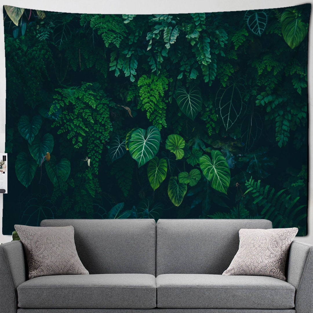 Tropical Plants Green Leaves Tapestry Nature Jungle Wall Art Aestetic ...