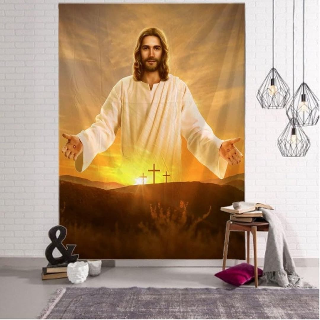 Jesus Christ Tapestry Wall Hanging, Religious Christian Jesus Decor for ...