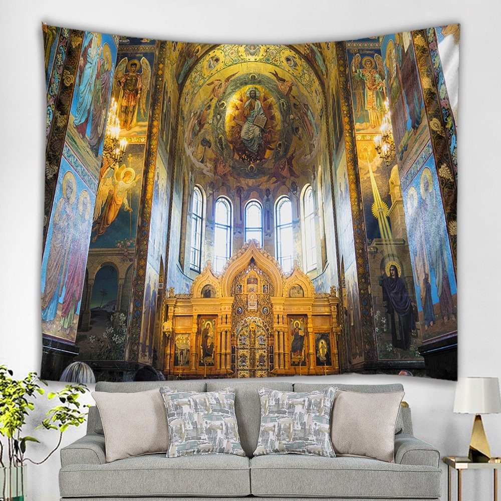 Christian Tapestry Church Fresque Religious Wall Hanging | Etsy