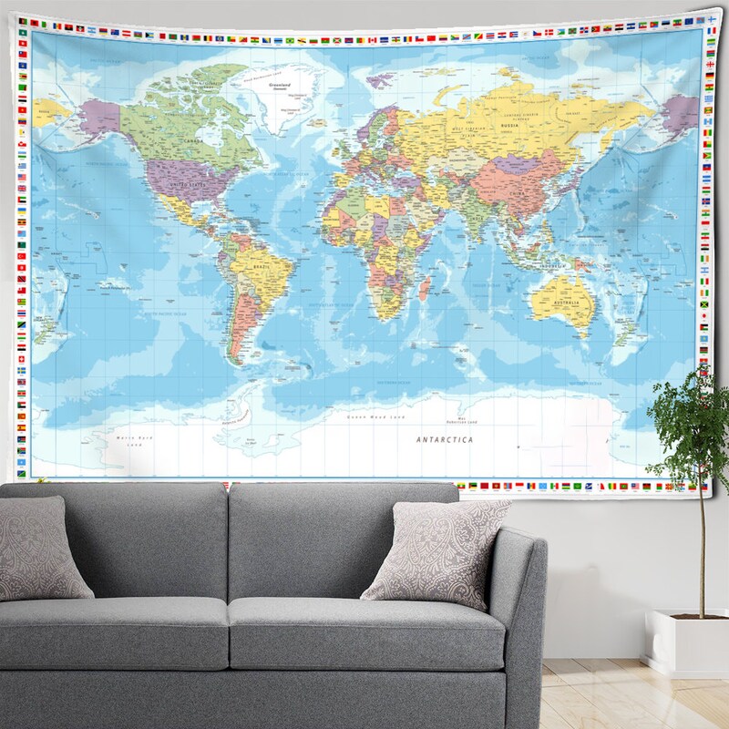 World Map Tapestry - Etsy