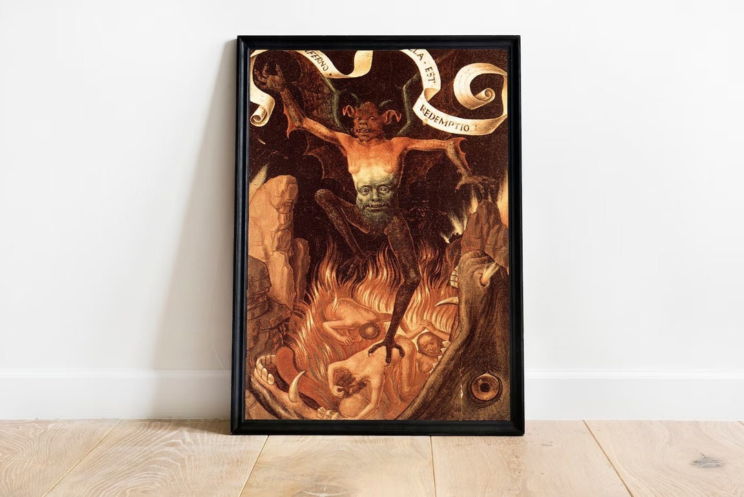 Hell Painting - Hans Memling , Print on Canvas, Medieval Gothic Artwork ...