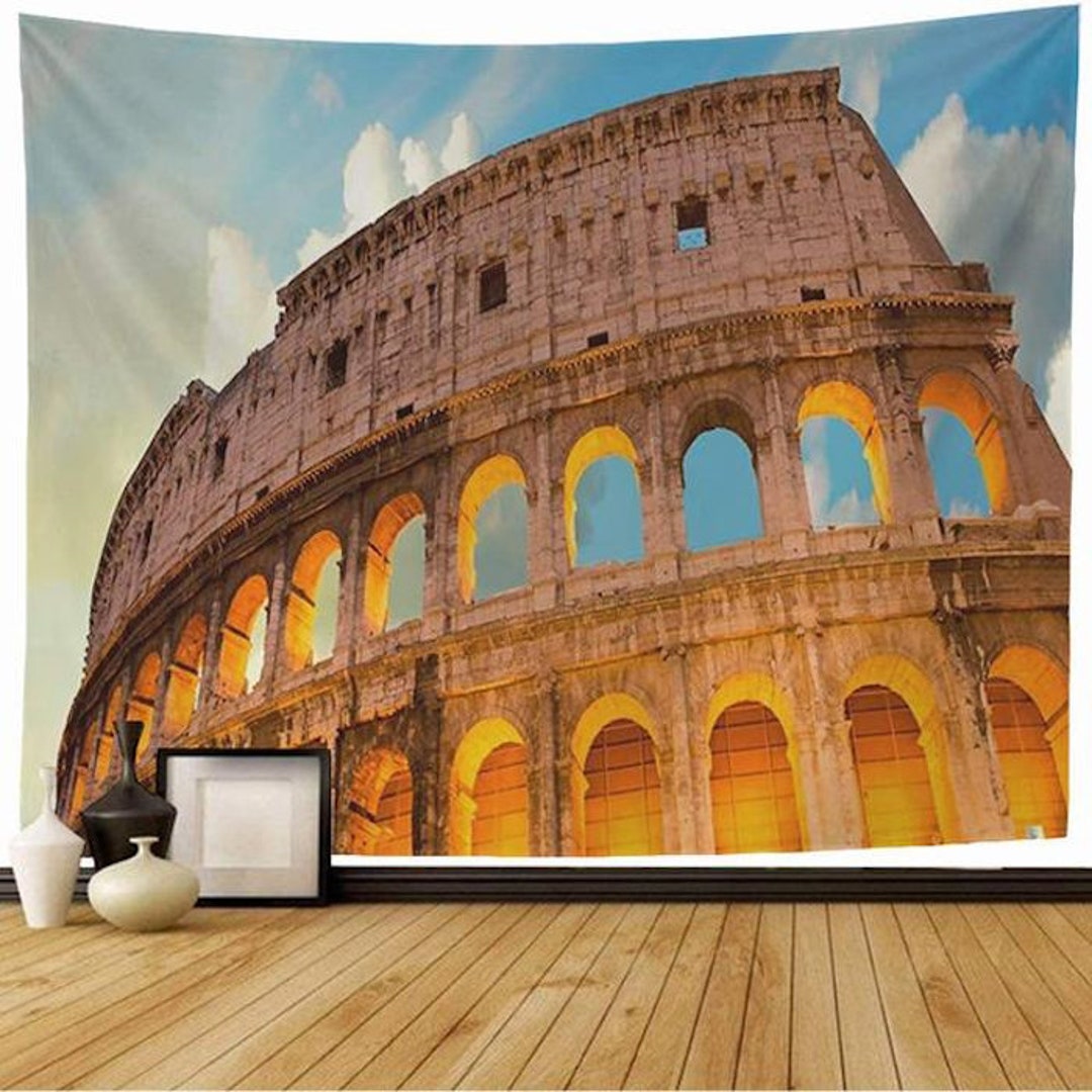 Historical Tapestry Architecture Travel Wall Tapestry Roman Coliseum ...