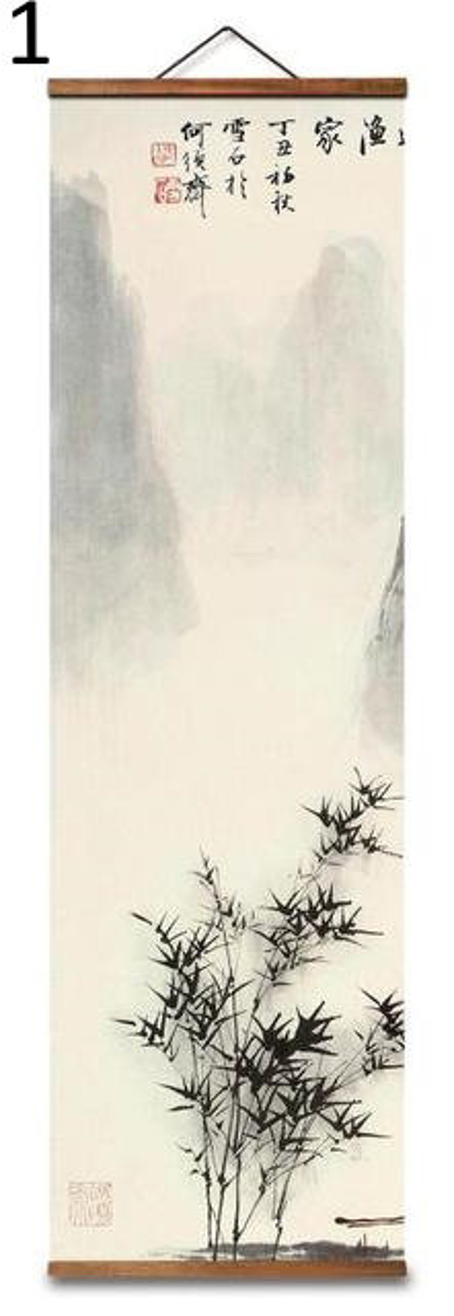 Japanese Wall Art Scroll Painting Set of 3, Kakemono Asian Scroll Art ...