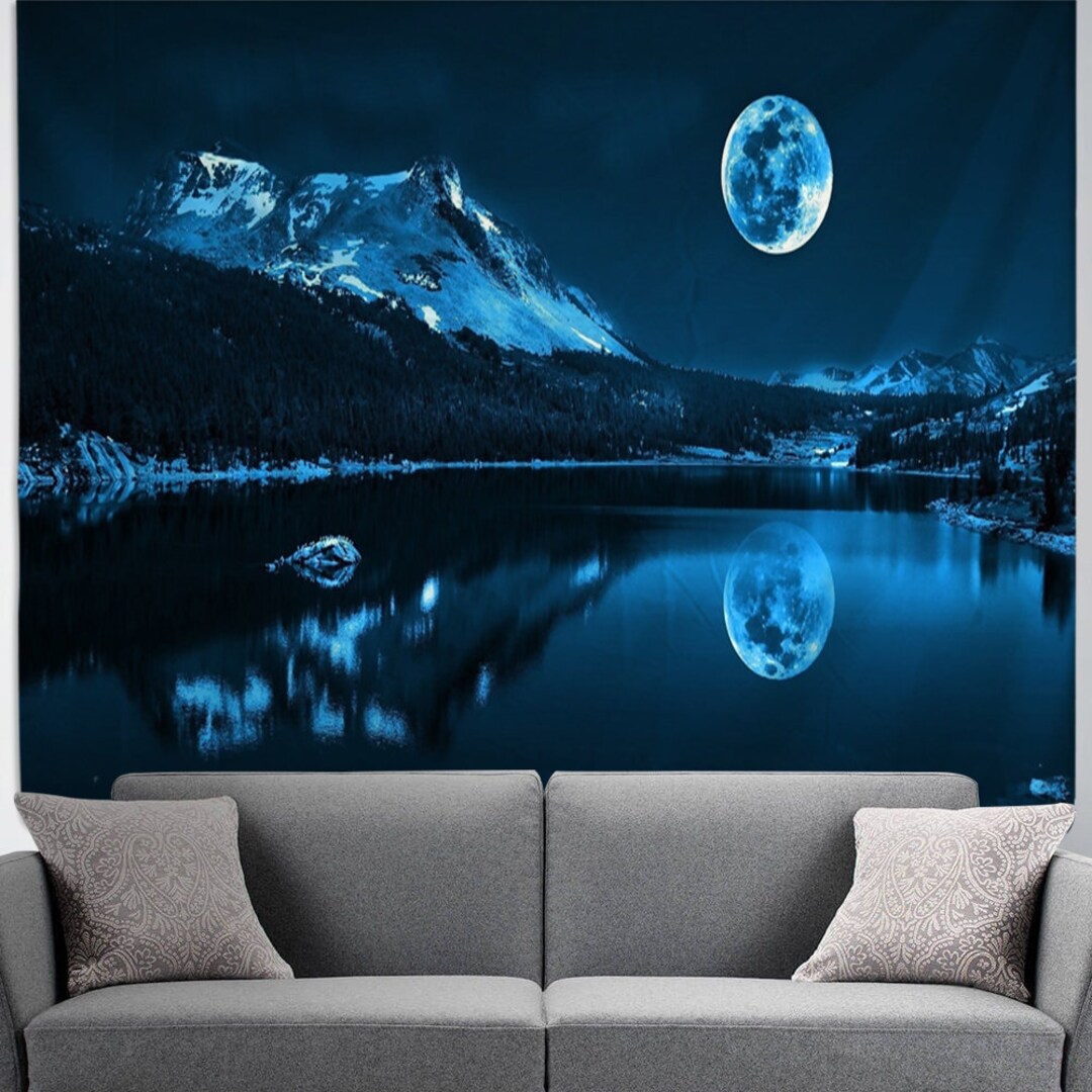 Fool Moon Tapestry Moonlight Night Sky Wall Tapestry Bohemian Wall ...