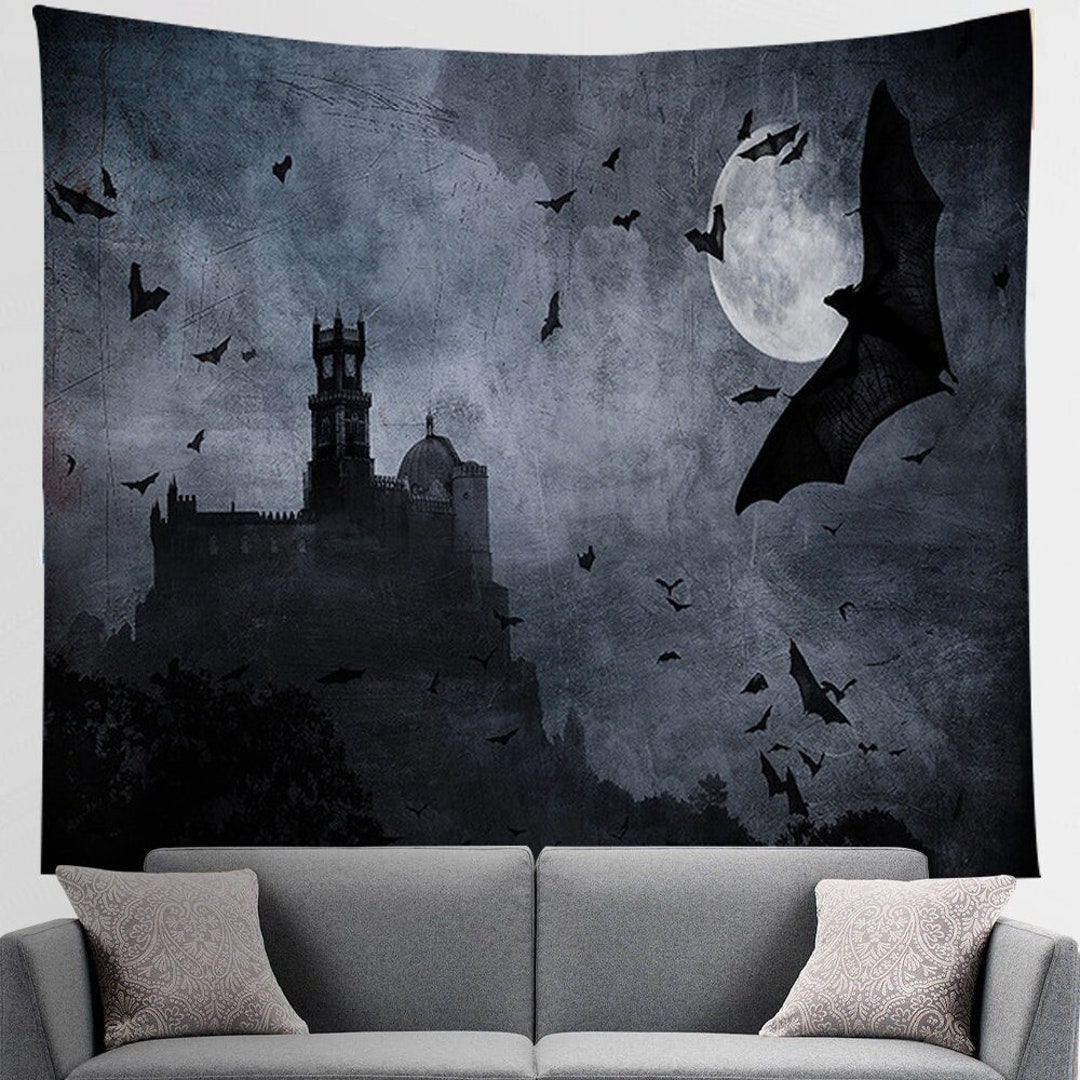 Horror Bat Wall Tapestry Scary Tapestry Gothic Wall Decor Castle at the ...