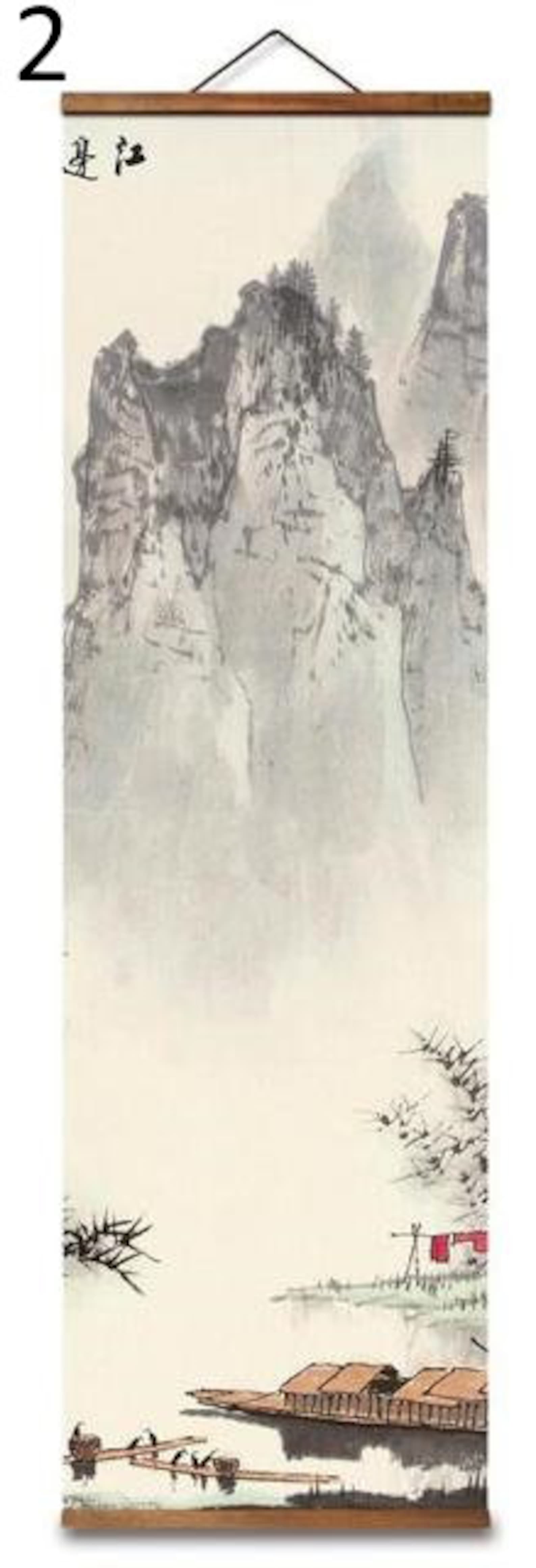 Japanese Wall Art Scroll Painting Set of 3, Kakemono Asian Scroll Art ...