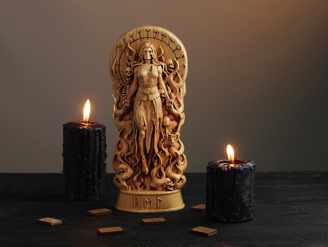 Hel Statue, Hela, Hel, Norse Goddess Viking Pagan Wood Carving Altar - Etsy