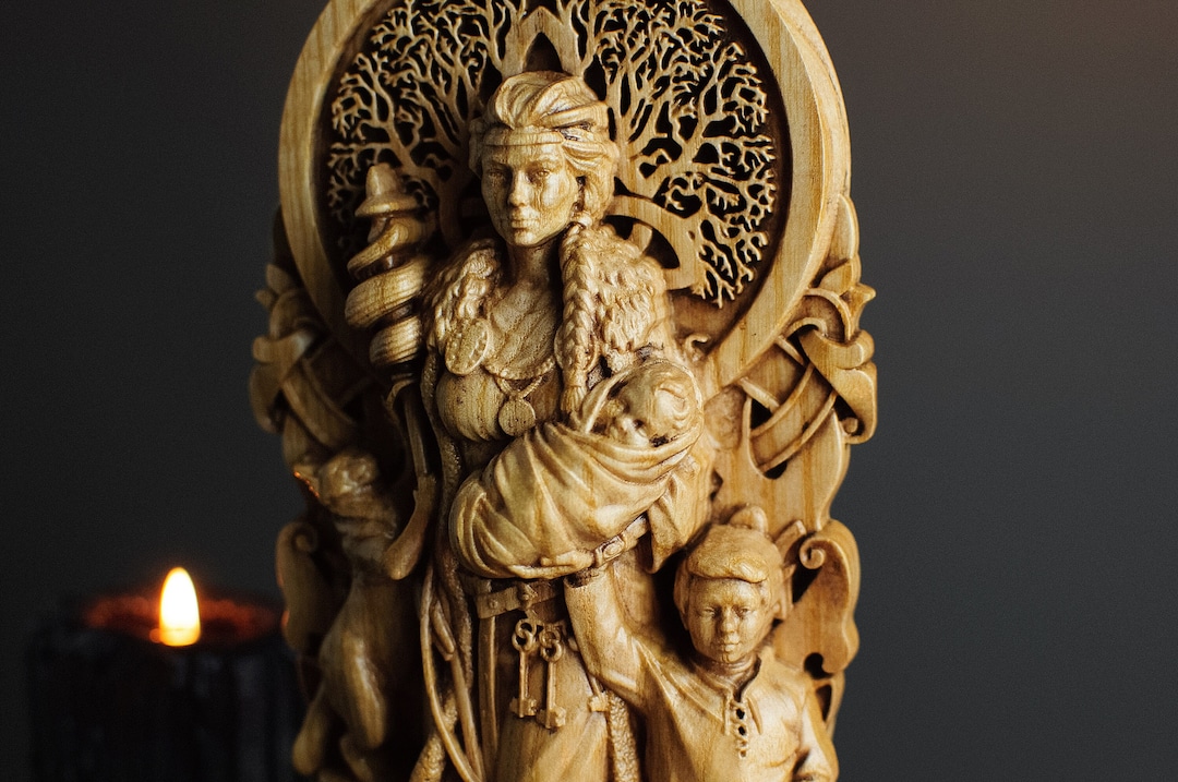 Frigg Statue, Friga, Frigga, Norse Gods, Wood Carving Altar Heathen ...