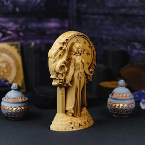 Selene Moon Goddess Wood Statue - Luna Altar - Etsy