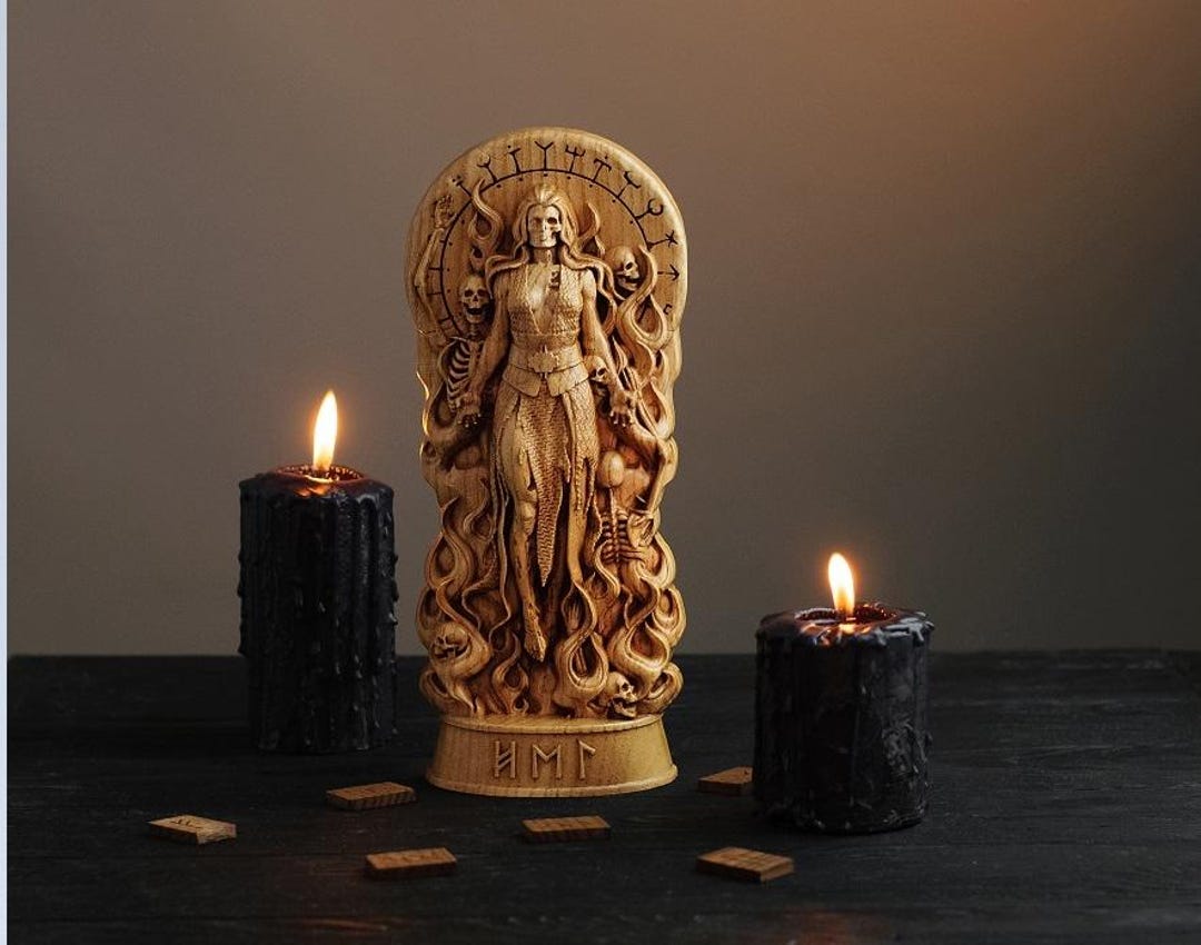 Hel Statue – Norse Goddess of the Underworld | Viking Pagan Wooden ...