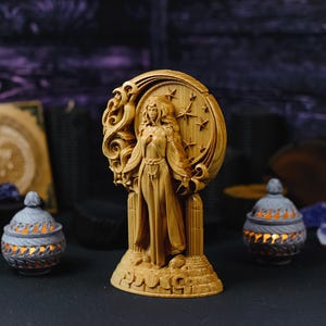 Selene Moon Goddess Wood Statue - Luna Altar - Etsy