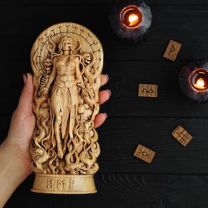 Hel Statue, Hela, Hel, Norse Goddess Viking Pagan Wood Carving Altar - Etsy