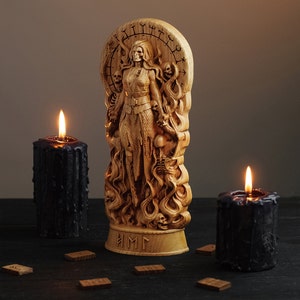Hel Statue, Hela, Hel, Norse Goddess Viking Pagan Wood Carving Altar - Etsy