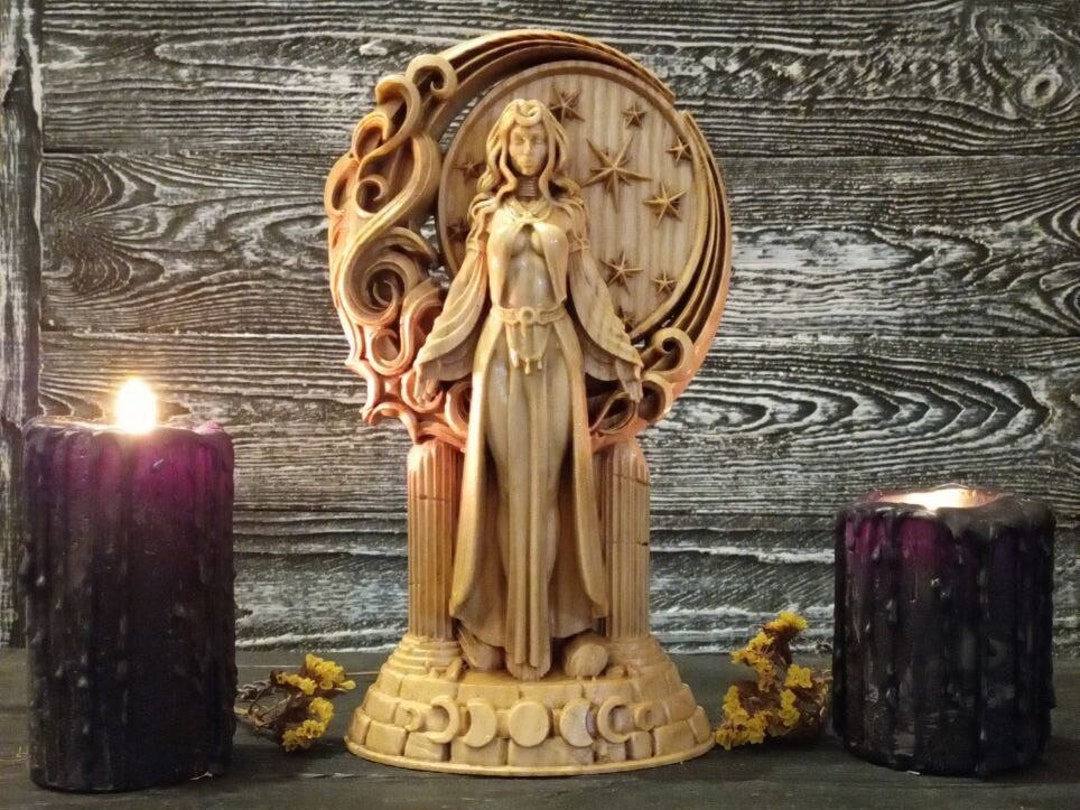 Diosa de la Luna Selene, Diosa Nórdica Luna, Figura de madera de Selene ...