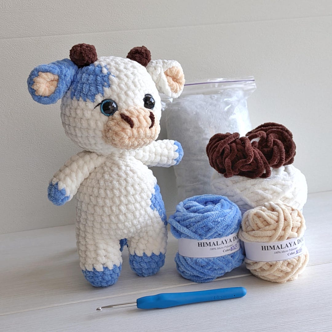 Cow Crochet Kit - Crochet Starter Kit - Amigurumi Pattern - Crochet ...