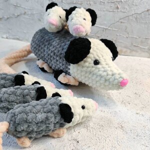 Family Opossum Crochet Patterns - Amigurumi Plush Possum Mama and Baby ...