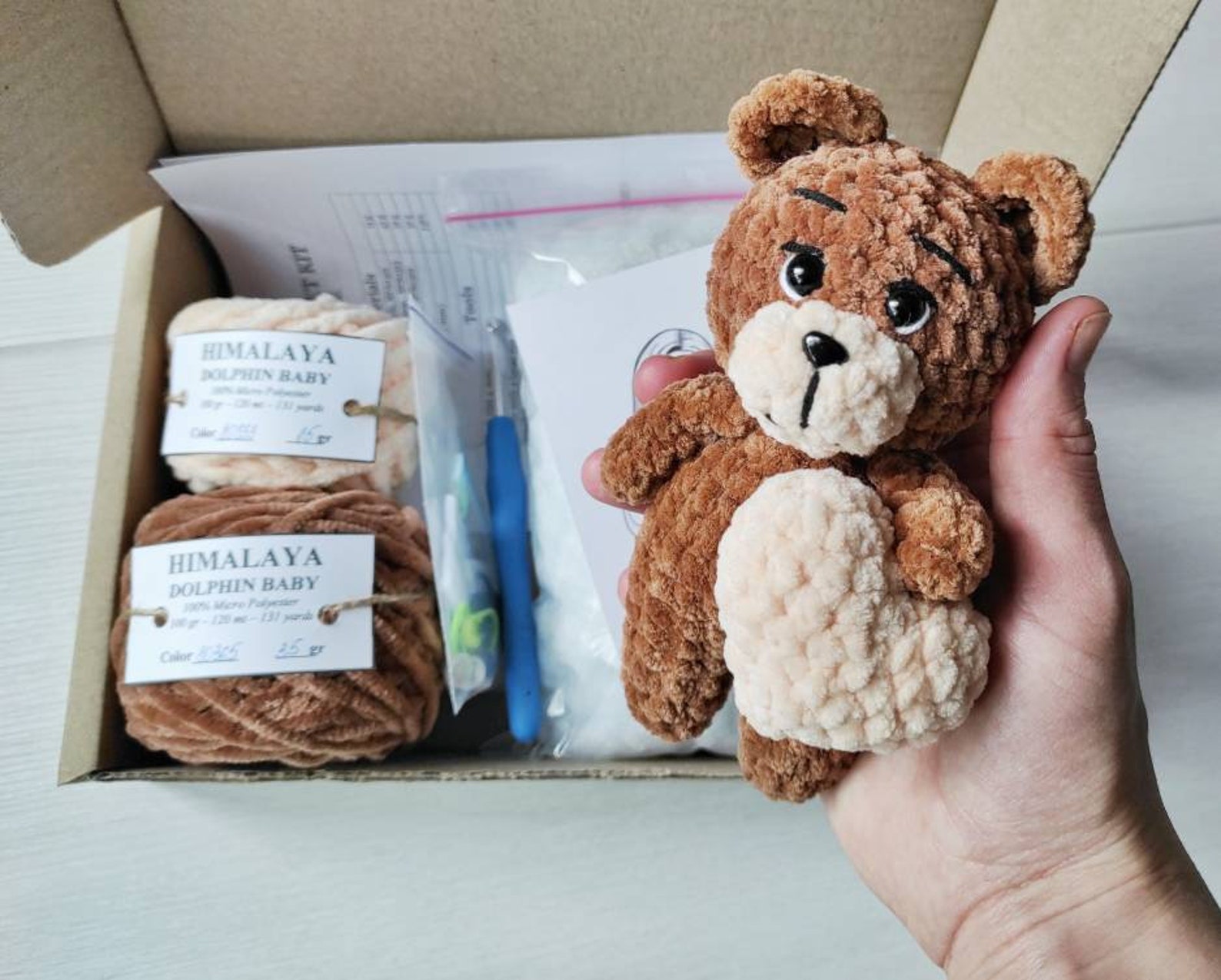 Bear Crochet Kit for Beginner - Amigurumi Teddy Bear - DIY - Craft - Etsy