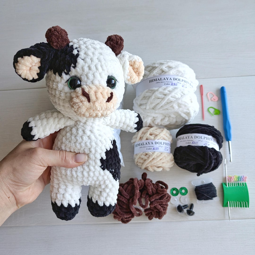 Black Cow Crochet Kit - Crochet Starter Kit - Amigurumi Pattern ...