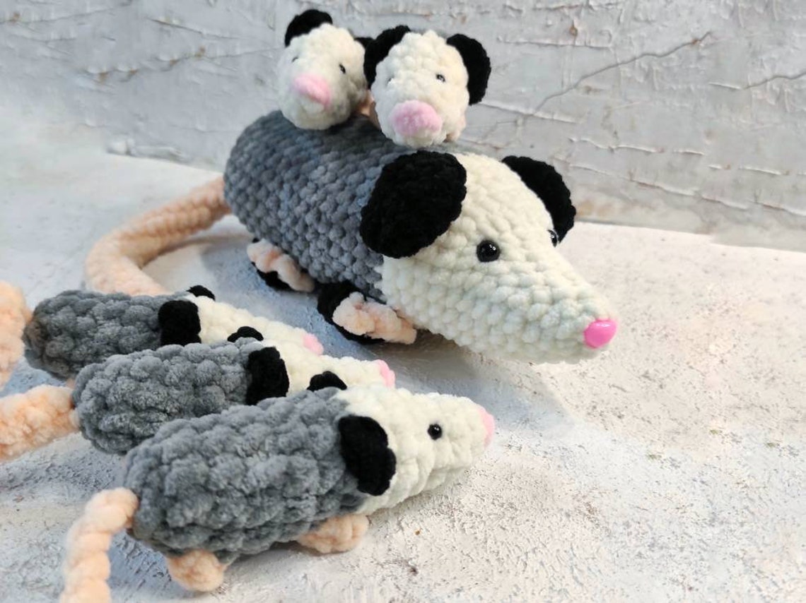 Family Opossum Plush Possum Mama and Baby stuffed Animal - Etsy