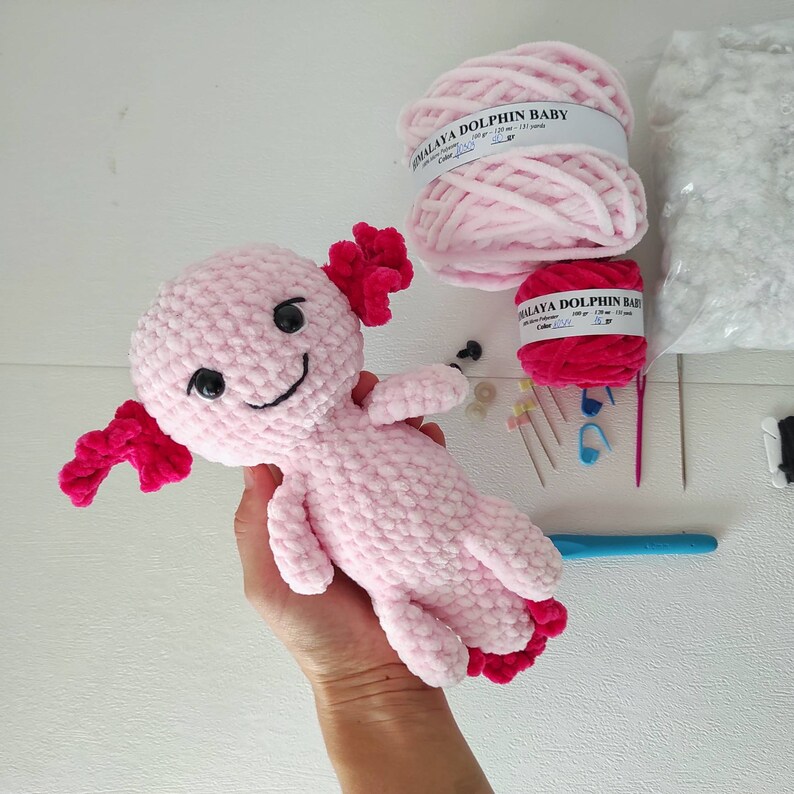 CROCHET KIT Axolotl Beginners Amigurumi Kit With Yarn DIY - Etsy