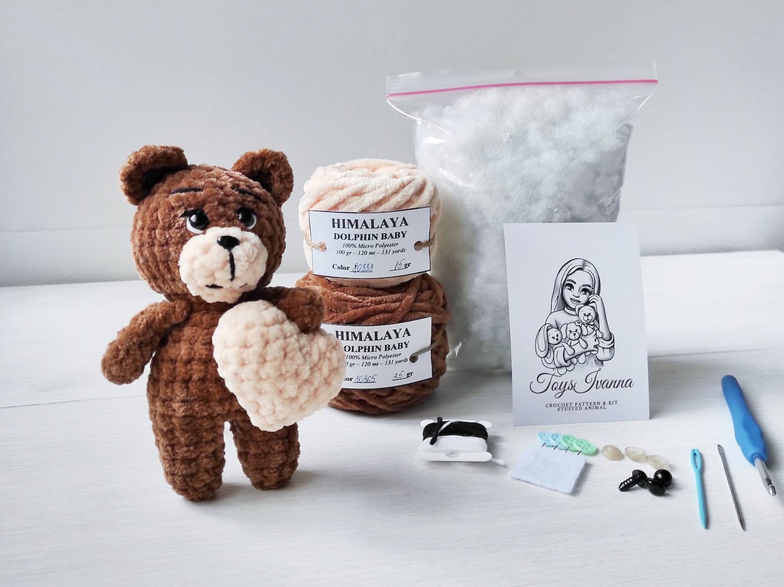 Bear Crochet Kit for Beginner Amigurumi Teddy Bear DIY | Etsy