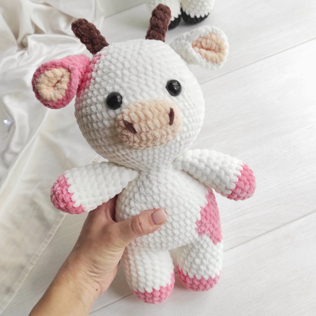 Big Cow Plush Easter Basket Gift Cute Pink Cows Stuffed Cow Animal Toy ...