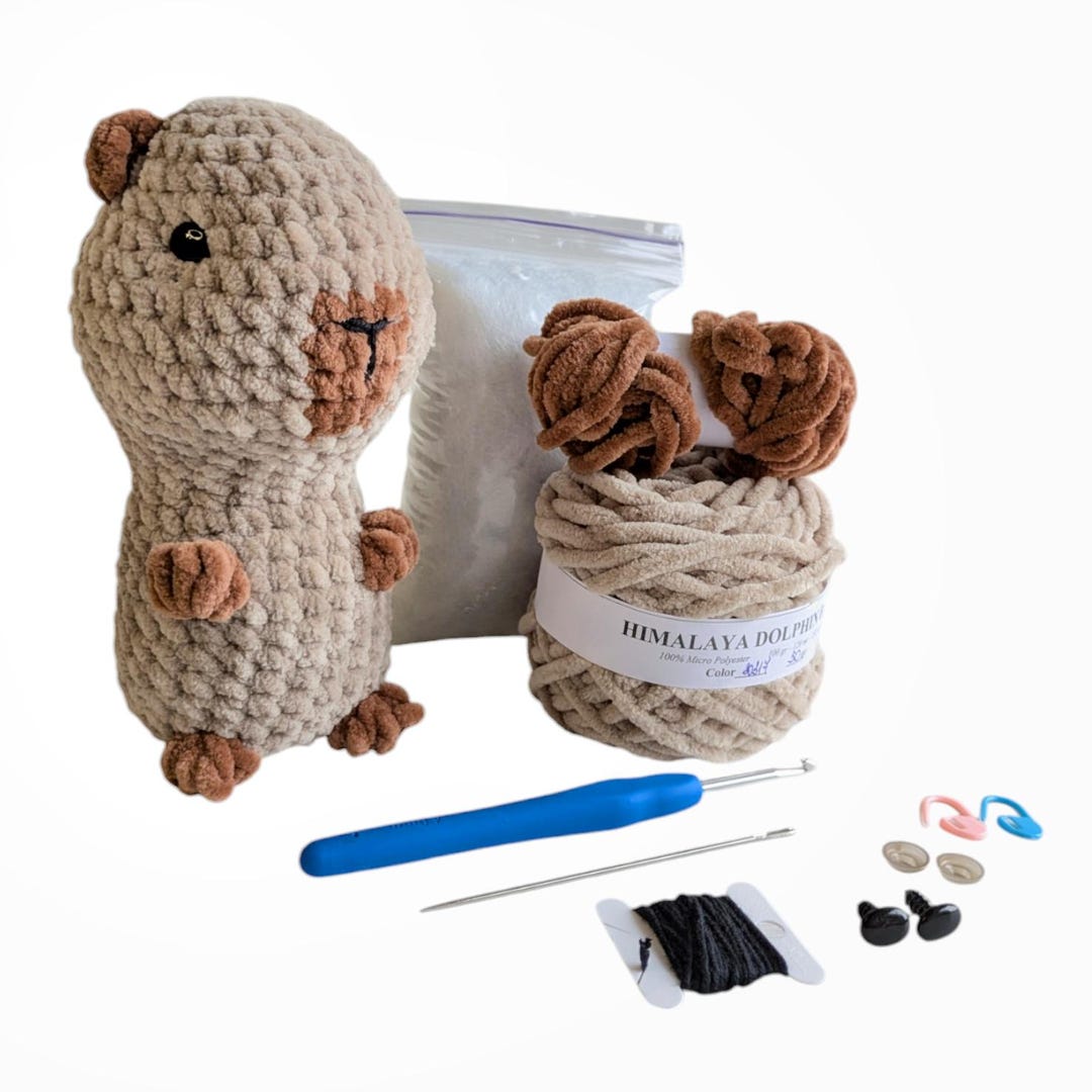 Capybara Crochet Kit - Diy Amigurumi - No Sew Crochet Pattern - Cute ...