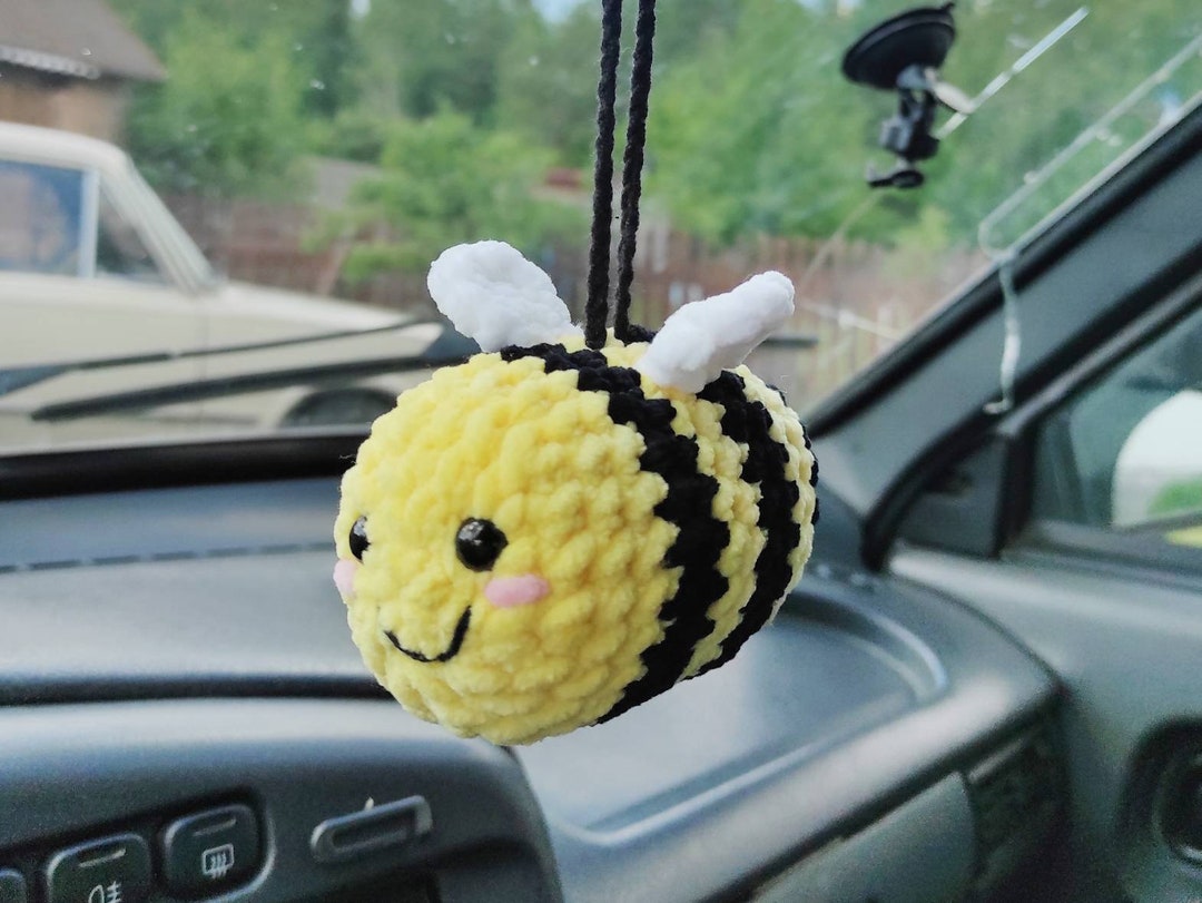 Bee Car Accessories Cute Stuffed Animal Kawaii Plush Car Charm - Etsy