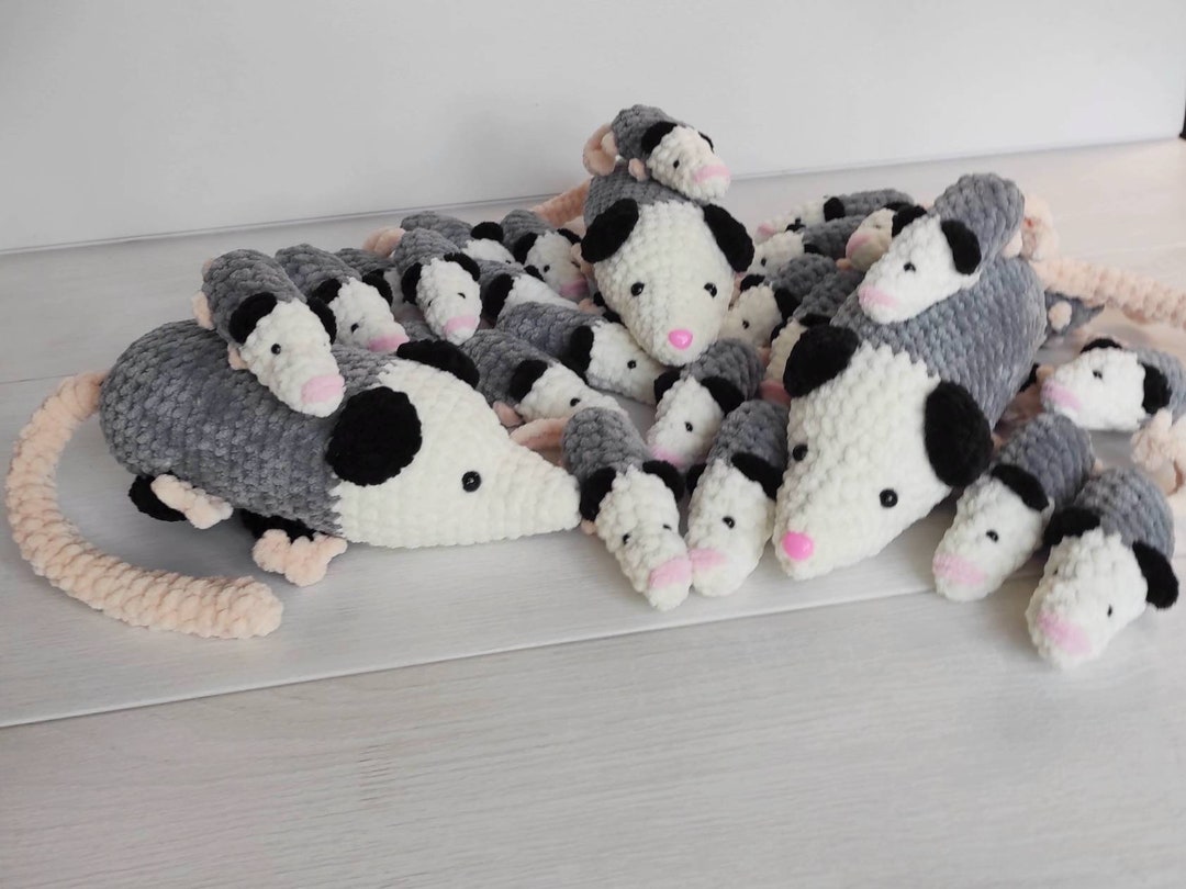 Crochet Opossum Family: Plush Mama and Baby Possum Toys - Etsy