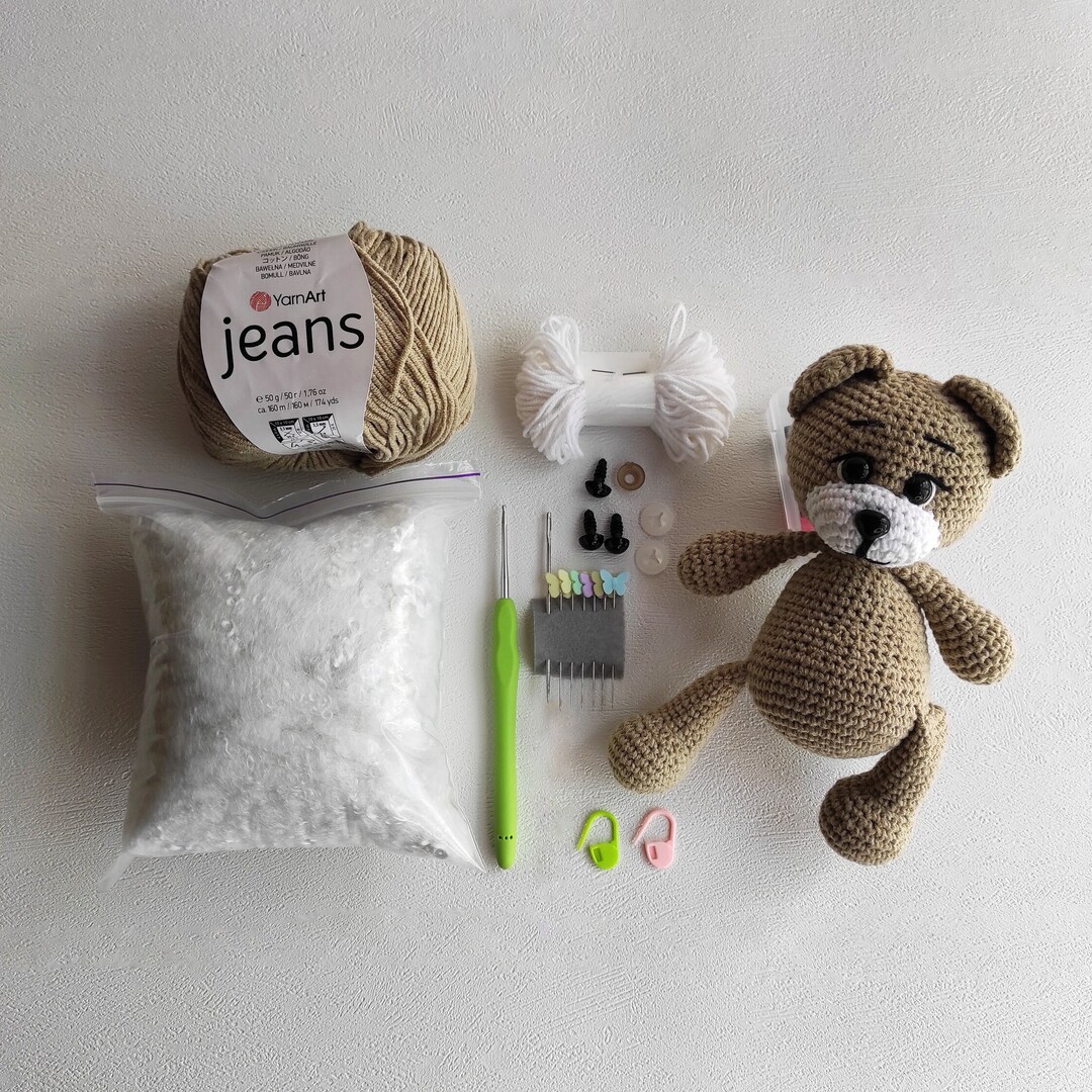 Bear Crochet Kit for Beginner Amigurumi Teddy Bear DIY Craft - Etsy