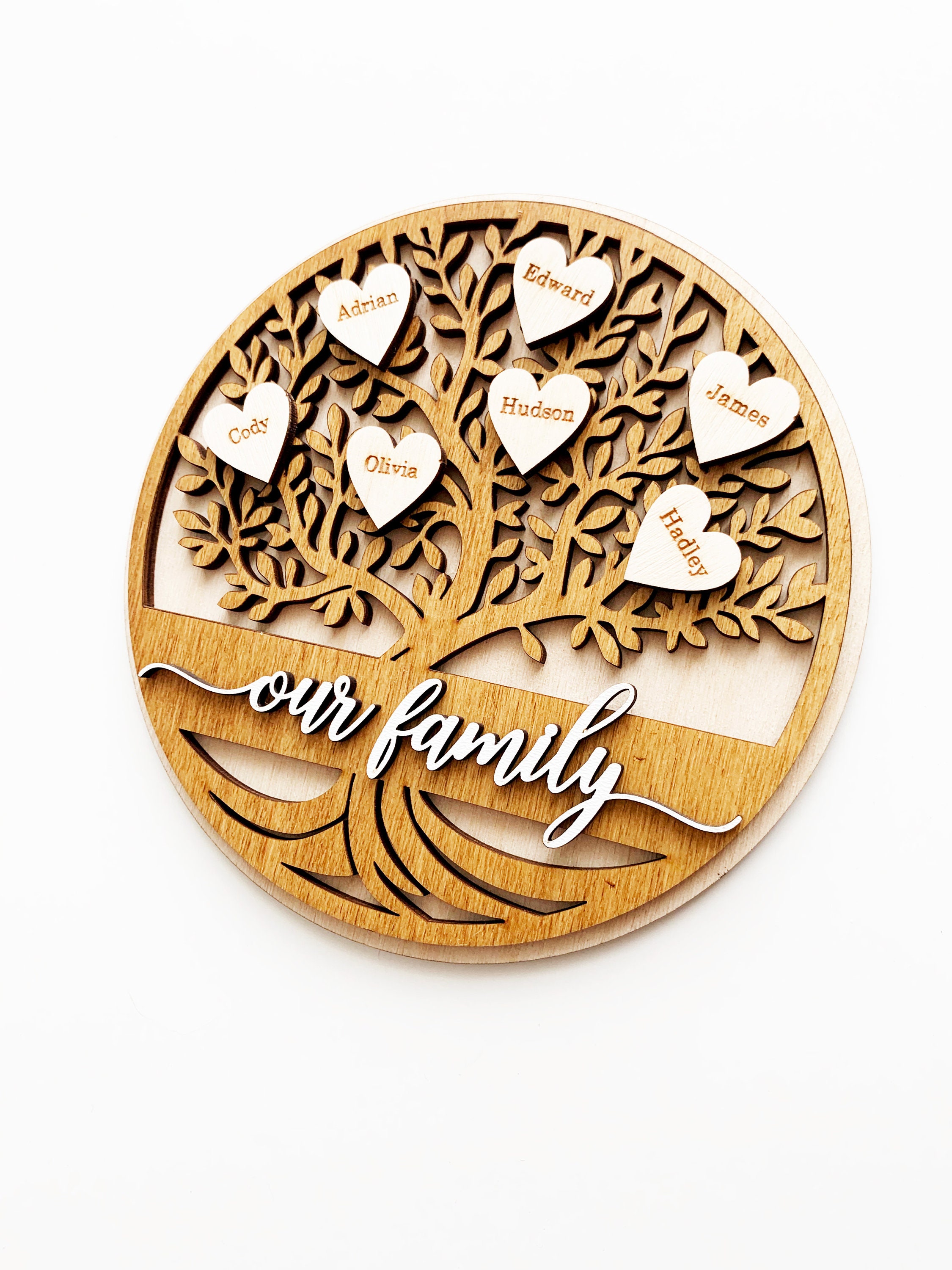 SVG Family Tree Laser Cut File, Grandkids Tree SVG, Glowforge, Digital ...