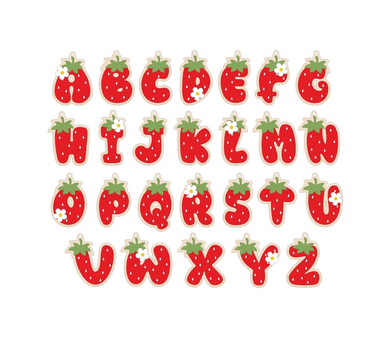 Strawberry Letter Tags SVG, Laser File Summer Strawberry & Daisies ...