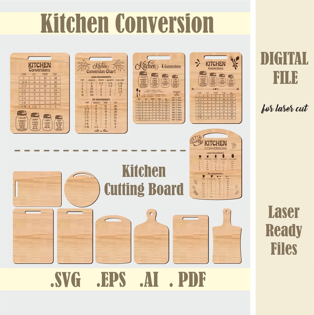 Kitchen Conversion Chart SVG Bundle, Kitchen Conversions Laser Cut File ...