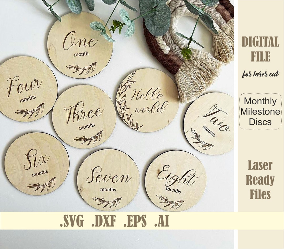 Monthly Milestone Discs SVG, Laser Cut File Baby Props SVG, Milestone ...