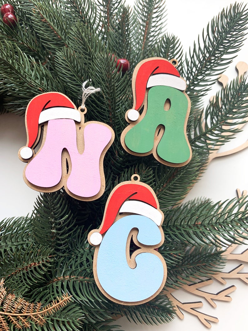 Christmas Alphabet Ornament SVG, Christmas Initial Tag, Christmas ...