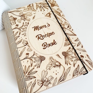 Wooden Recipe Book Cover SVG Laser Cut File, Mom's Cookbook Recipes Svg ...