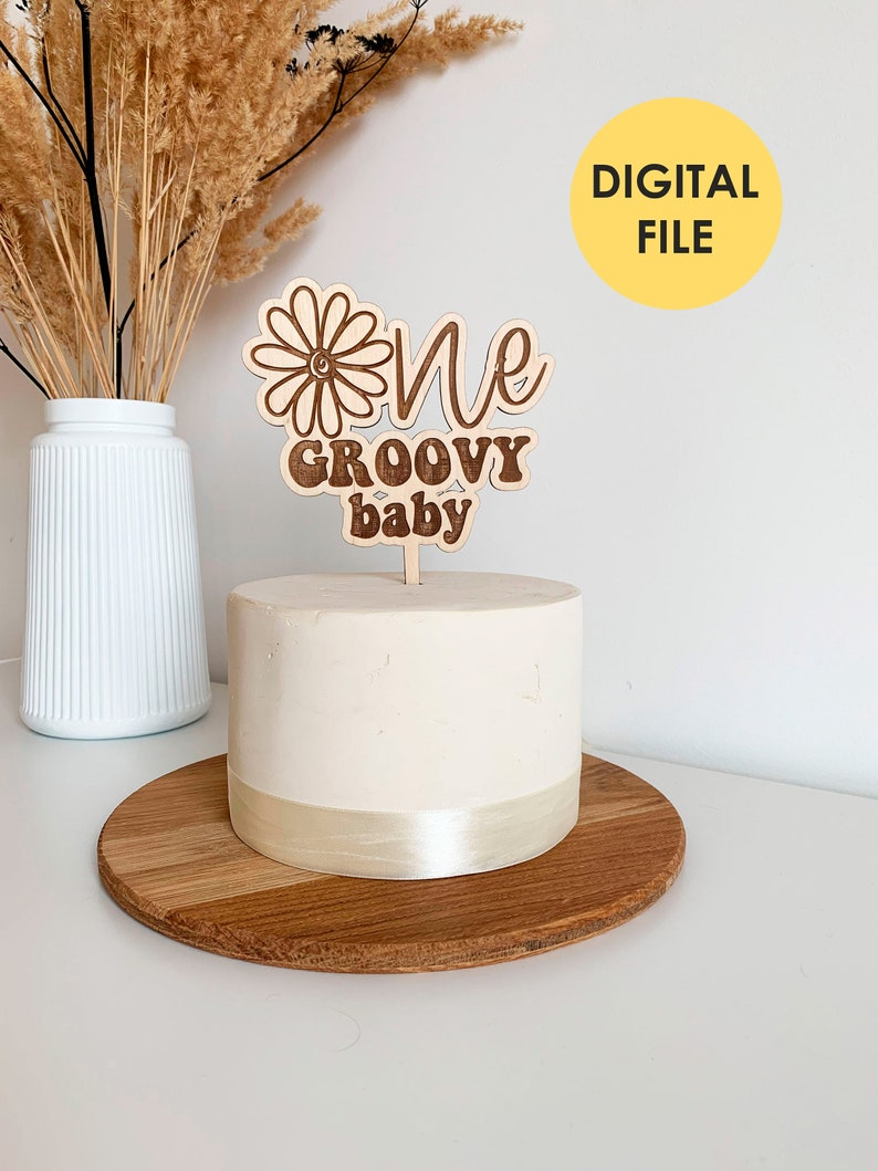 One Groovy Baby Cake Topper SVG DXF DWG Ai Laser Cut Files - Etsy